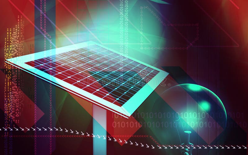 Solar Panel and Filament Bulb Stock Illustration - Illustration of ...