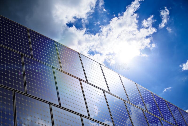 Solar Panel Against Blue Sky Stock Image - Image of environmental, cell ...