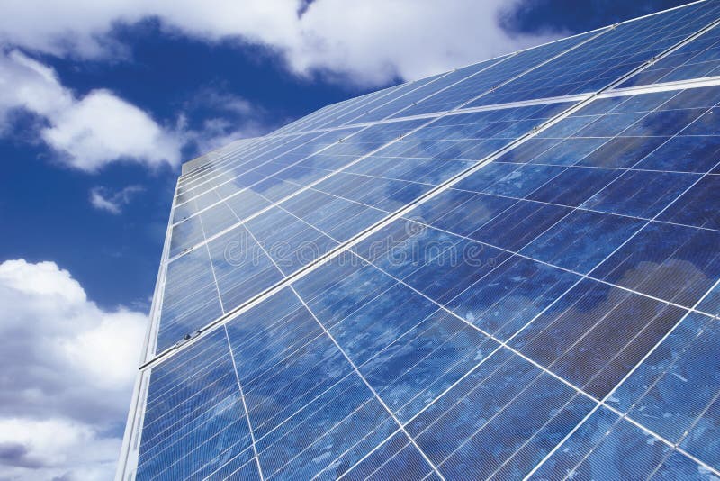 Solar Panel Against Cloudy Sky Stock Image - Image of production ...