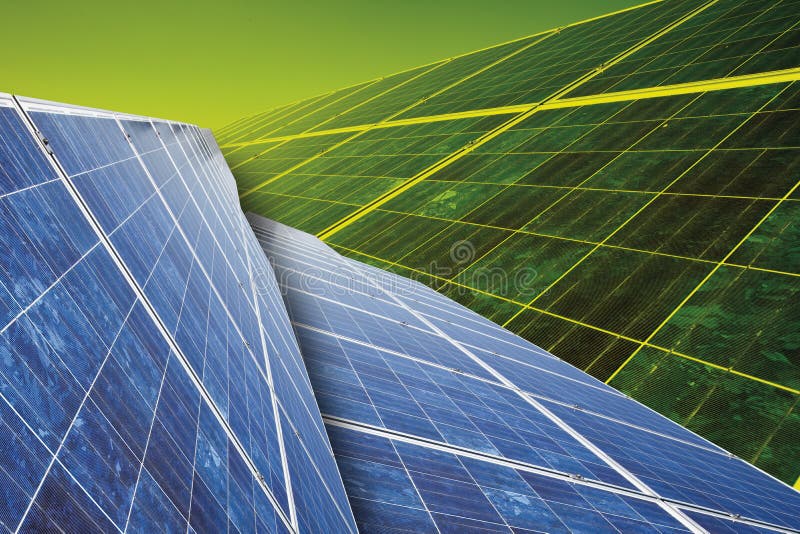 Solar Panel Against Green Background, Close Up. Stock Photo - Image of ...
