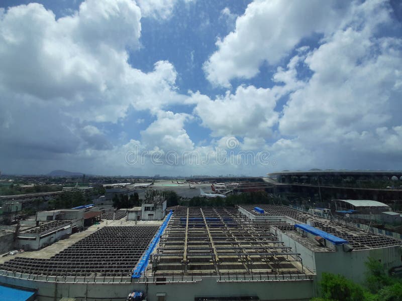 Solar Panel and Airport View with Beautiful and Dynamic Cloud Sky Stock ...