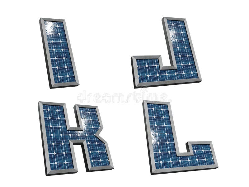 Solar Panel Alphabet, Letters I To L Stock Illustration - Illustration ...