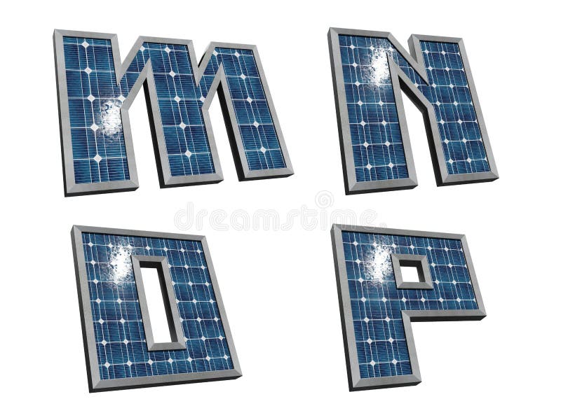 Solar Panel Alphabet, Letters I To L Stock Illustration - Illustration ...
