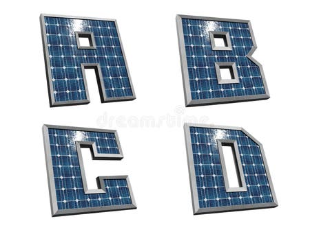 Solar Panel Alphabet, Letters a To D Stock Illustration - Illustration ...