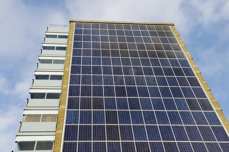 Solar Panel Apartment Building Stock Image - Image of exterior, house ...
