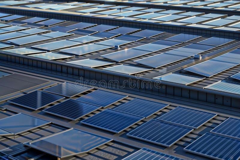 Aerial View: Large-Scale Solar Panel Installation, Generative Ai Stock ...
