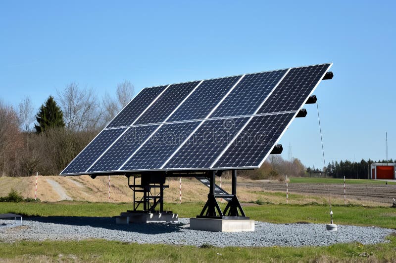 Solar Panel Array Generating Green Electricity on Sunny Day Stock Image ...