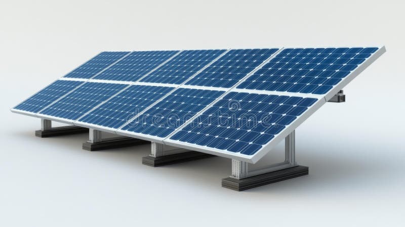 Solar Panel Array on Ground Mount Generative AI Stock Illustration ...