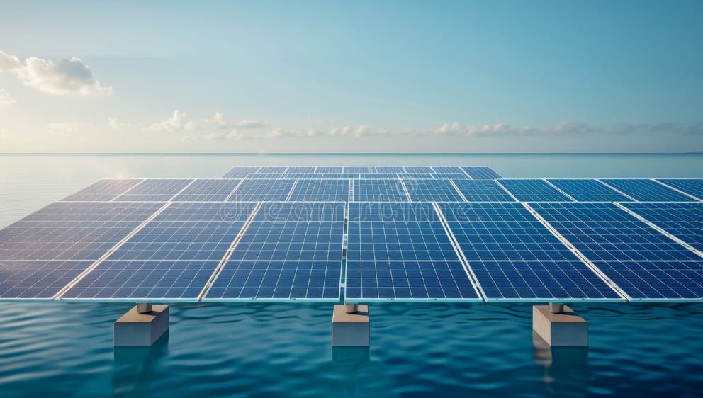 A Solar Panel Array is Installed on the Water by AI Generated Image ...