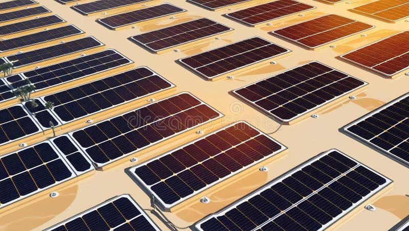 Solar Panel Array on a Light Tan Surface Renewable Energy Stock ...