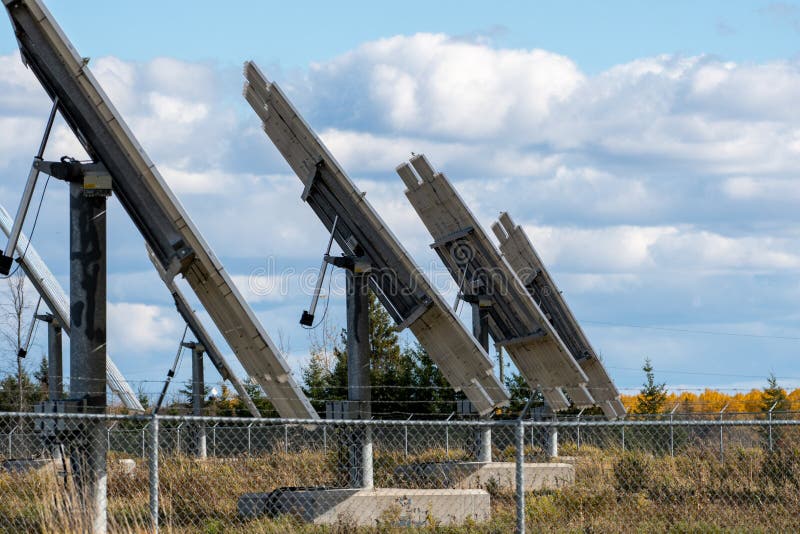 Solar Panel Array on a Fall Day Stock Image - Image of panels ...