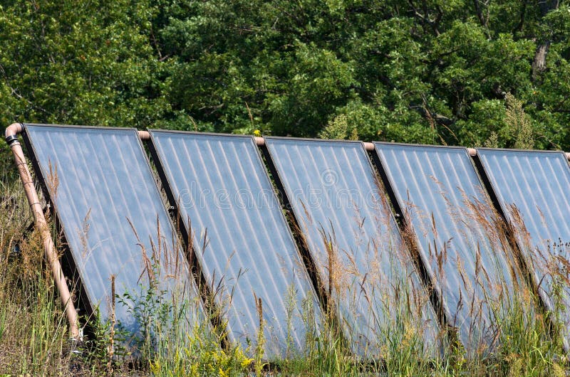Solar Panel Array on Prairie Stock Image - Image of woods, tree: 63259045