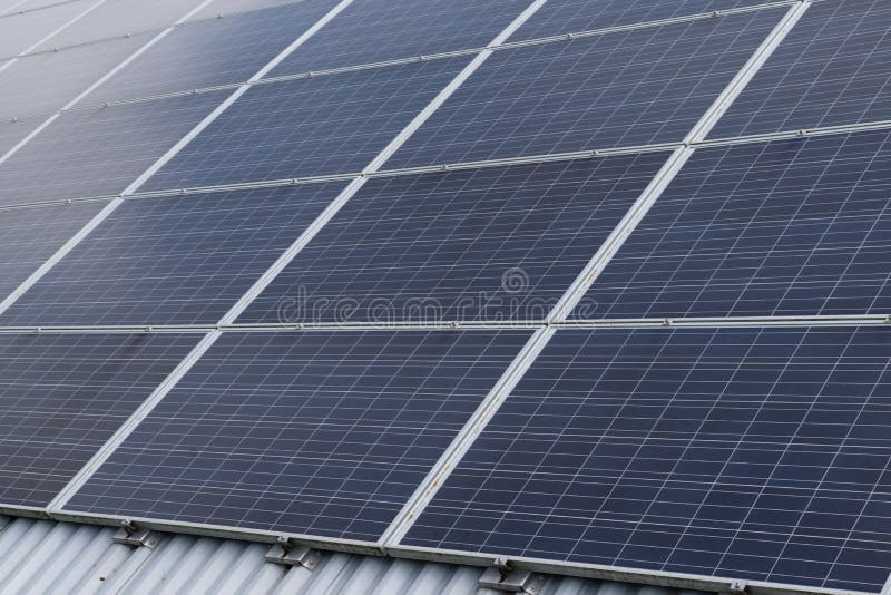 Solar Panel Array on Roof Building Photovoltaic Alternative Electricity ...