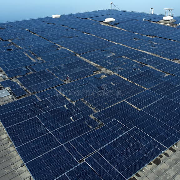 Solar Panel Array on Rooftop Stock Illustration - Illustration of ...