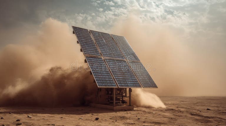 Desert Solar Panel Dust Storm Stock Illustration - Illustration of ...