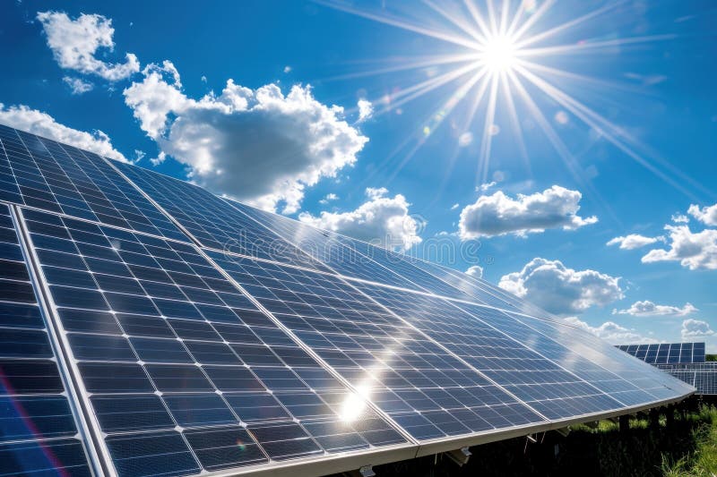 A Solar Panel Array is Shown in the Sunlight Stock Photo - Image of ...
