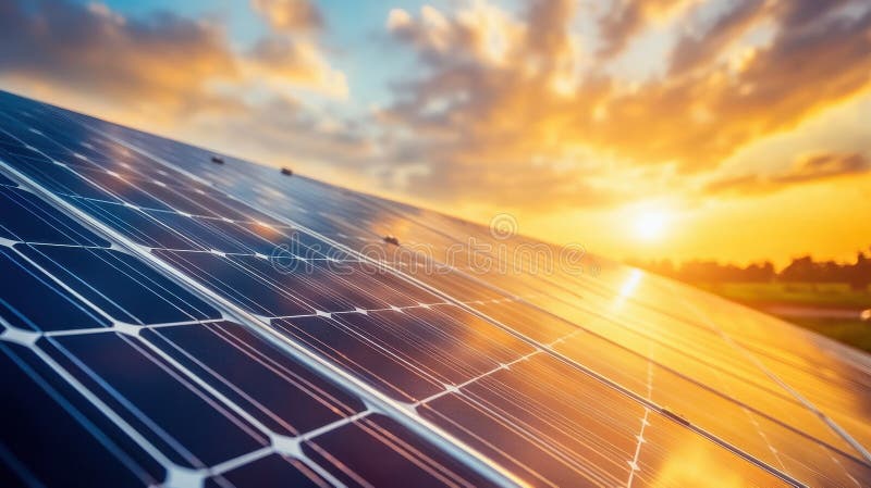 Solar Panel Array at Sunset: Harnessing the Sun S Energy for a ...