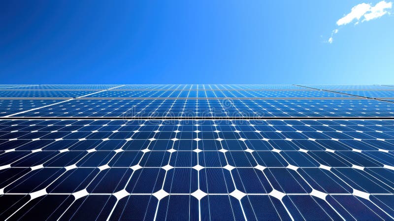 Solar Panel Array Under Clear Blue Sky for Renewable Energy Use Stock ...