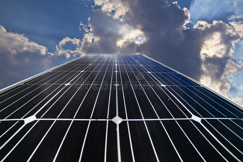 Solar Panel on a Background of a Beautiful Blue Sky. Green Energy ...