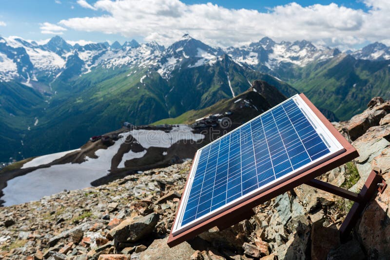 Solar Panel on the Background of Mountains Stock Photo - Image of ...