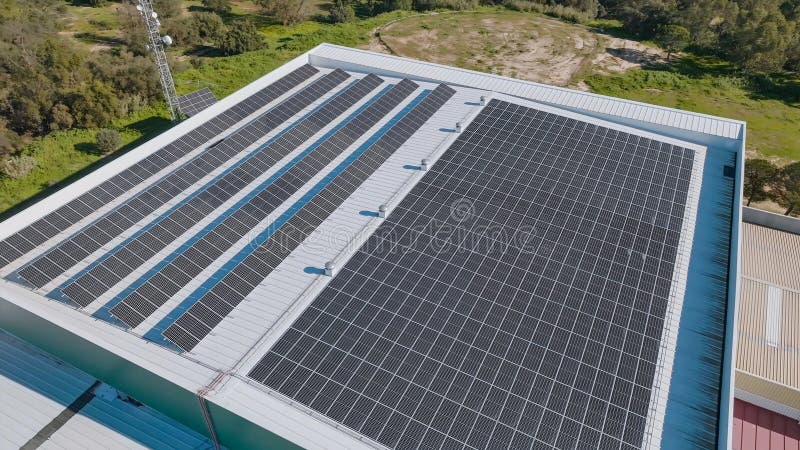 Solar Panel Bank Process Producing Efficient Renewable Energy Stock ...