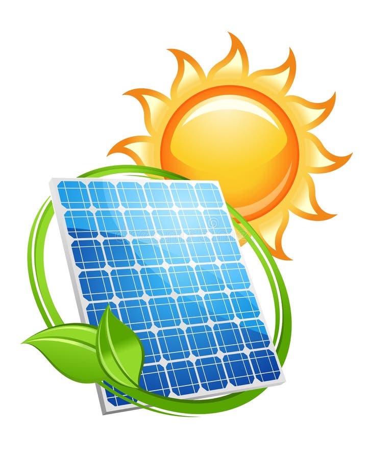 Solar Panel with Cartoon Sun Stock Vector - Illustration of blue ...