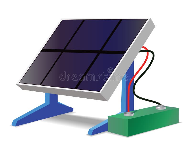 Solar panel and battery stock vector. Illustration of plus - 29363276