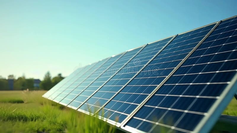 Solar Panel in a Beautiful Landscape with Greenery and Blue Sky Stock ...
