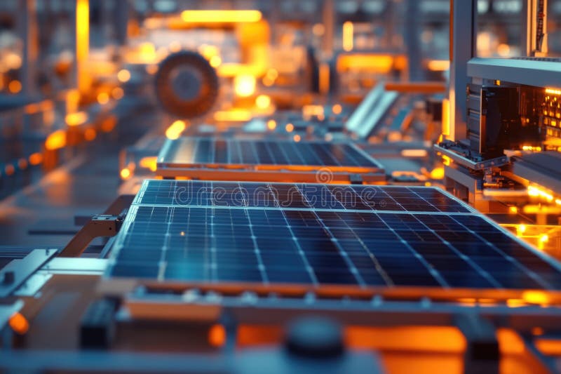 A Solar Panel Being Transported on a Conveyor Belt in a Manufacturing ...