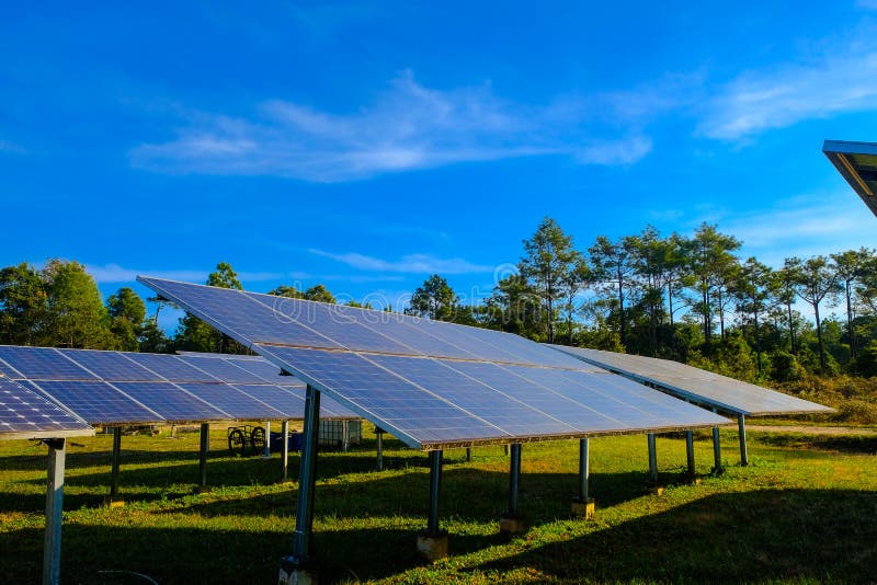 Solar Panel Blue Sky Background Stock Image - Image of plant, blue ...