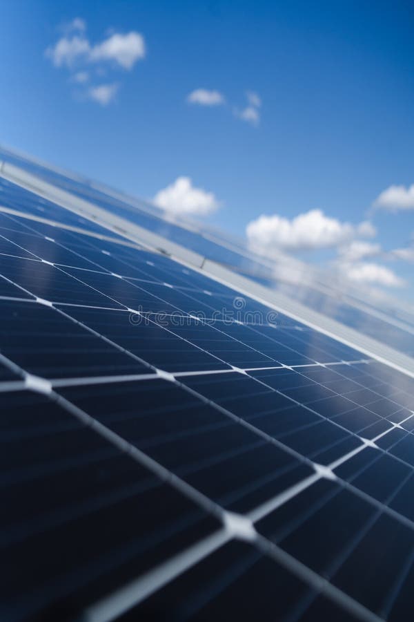 Solar Panel on Blue Sky Background. Stock Image - Image of resource ...