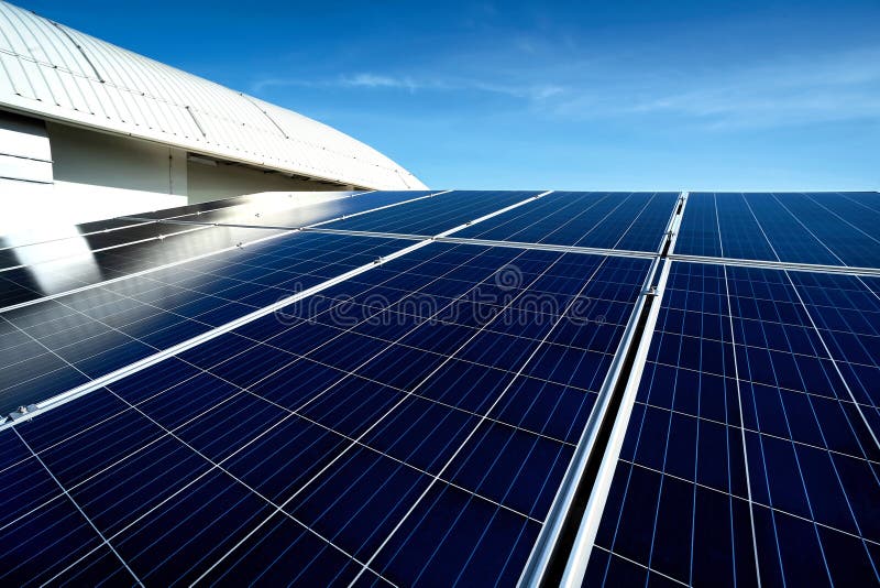 Solar panel on blue sky. stock photo. Image of industry - 126281878