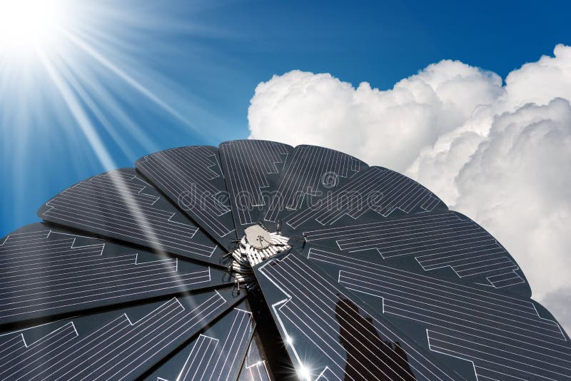Solar Panel - Blue Sky Clouds Sun Rays Stock Image - Image of panel ...