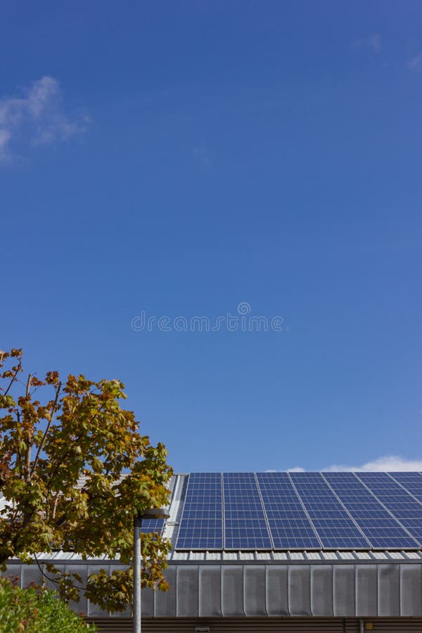Solar panel at blue sky stock image. Image of roof, ecology - 218837603