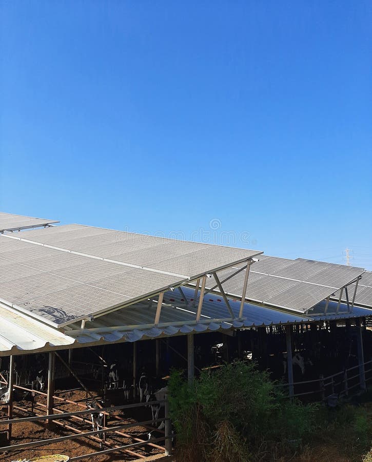Solar Panel with Blue Sky and Sunset. Concept Clean Energy, Electric ...