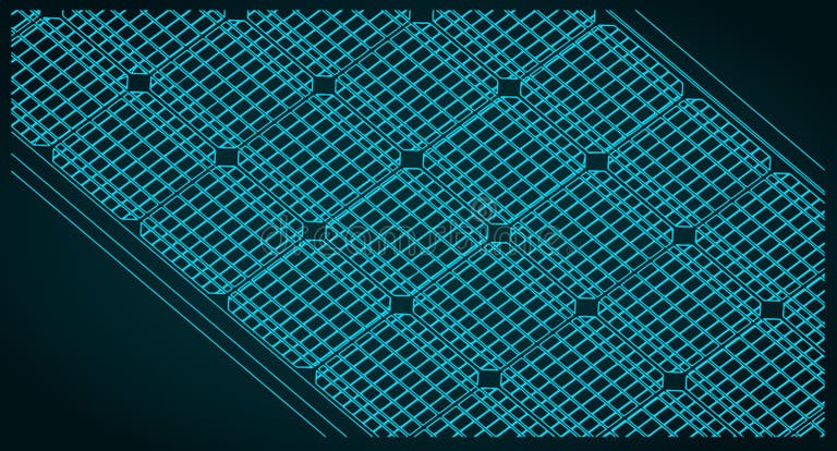 Solar Panel Blueprint Close Up Stock Vector - Illustration of sunlight ...