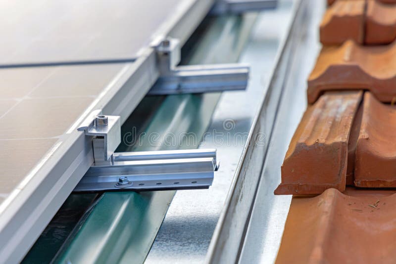 Solar Panel Brackets Roof stock photo. Image of panel - 249381334