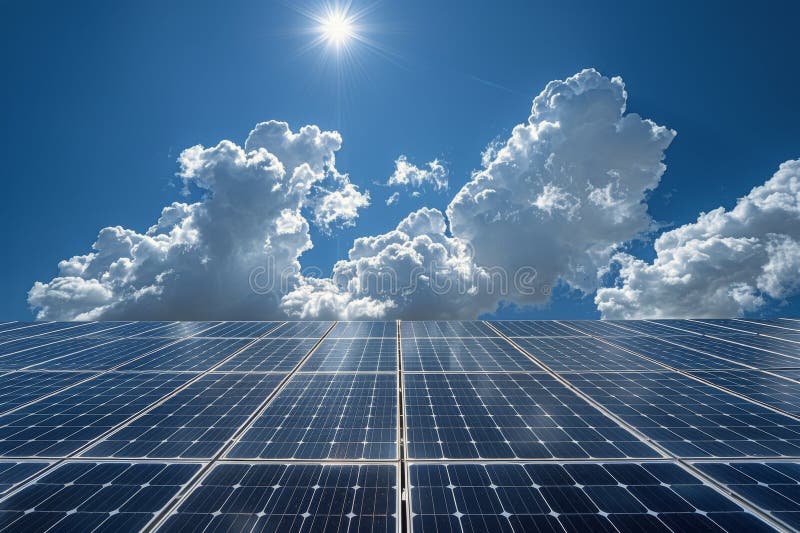 Solar Panel with Setting Sun Stock Photo - Image of energy, power ...