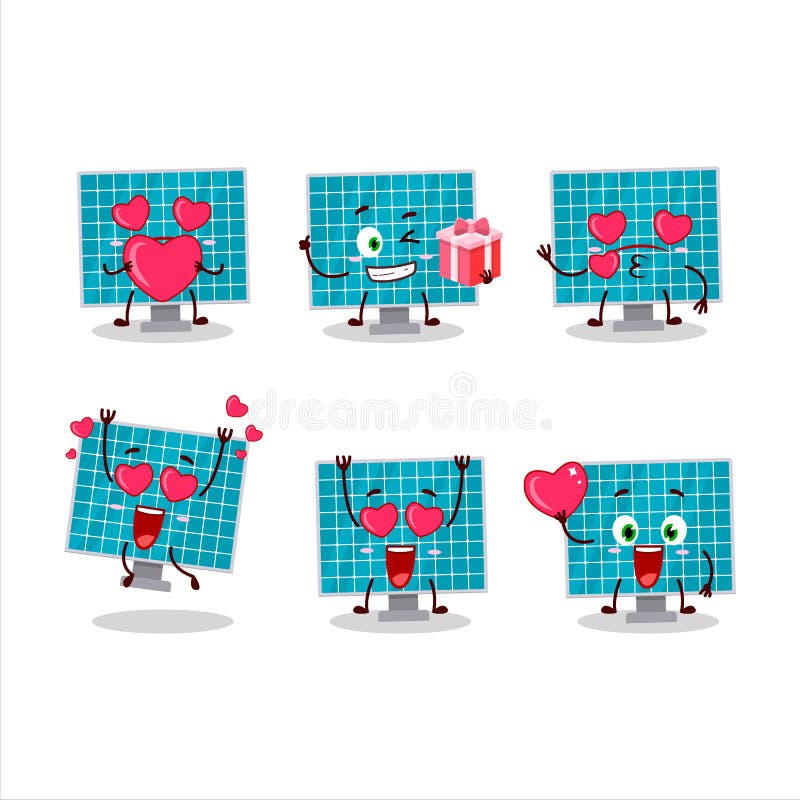 Solar Panel Cartoon Character with Love Cute Emoticon Stock Vector ...