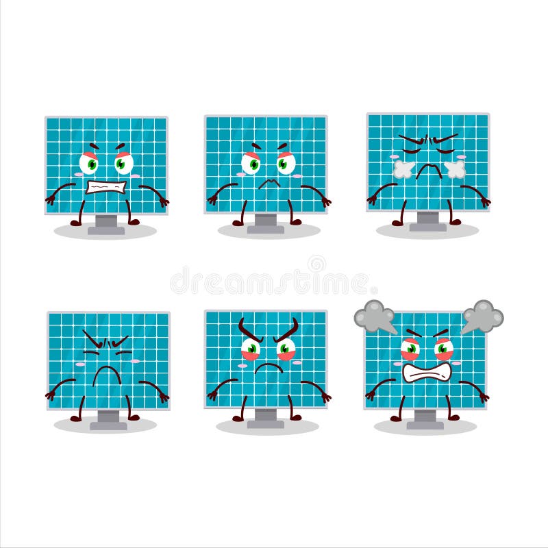 Solar Panel Cartoon Character with Various Angry Expressions Stock ...