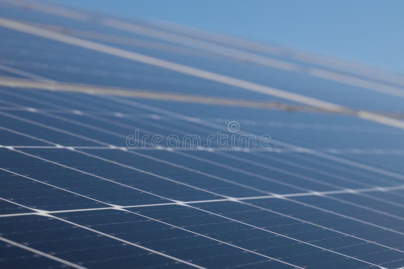 Solar Panel Cells in Focus - Innovative Energy. Copy Space for Banner ...