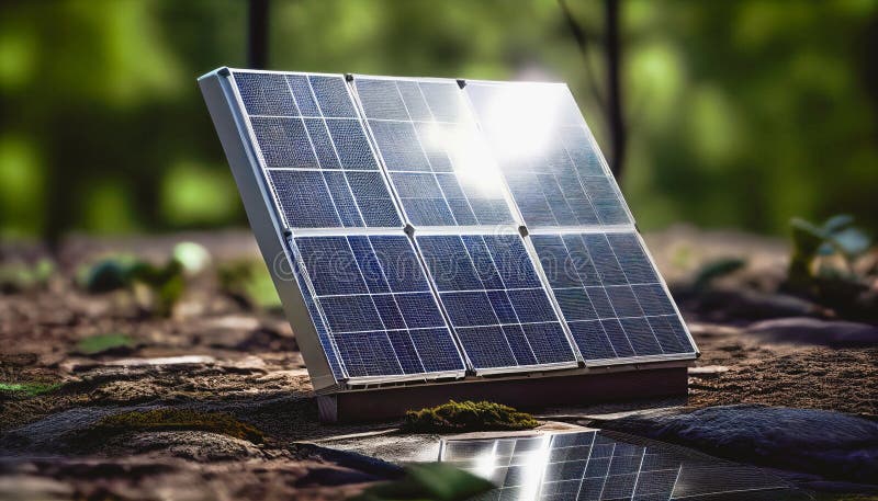 Solar Panel or Solar Cells, Isolated on Nature Background Stock ...