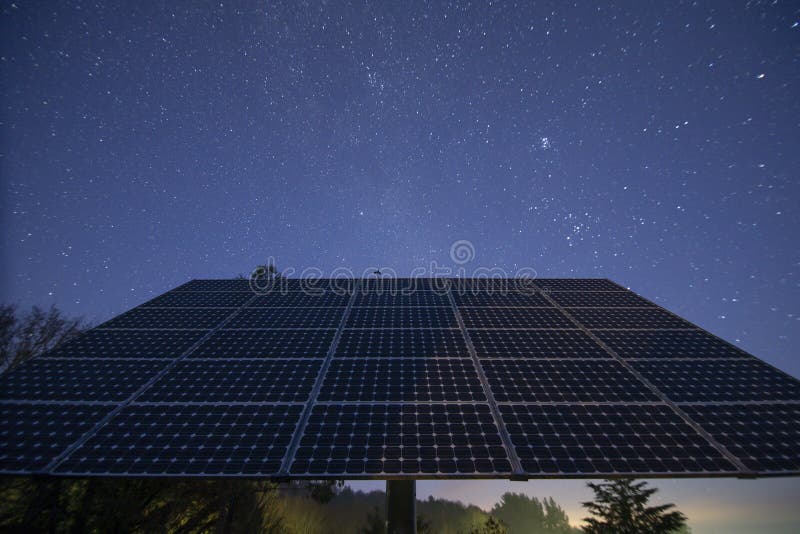 Solar Panel and Clean Energy at Night Stock Image - Image of polar ...