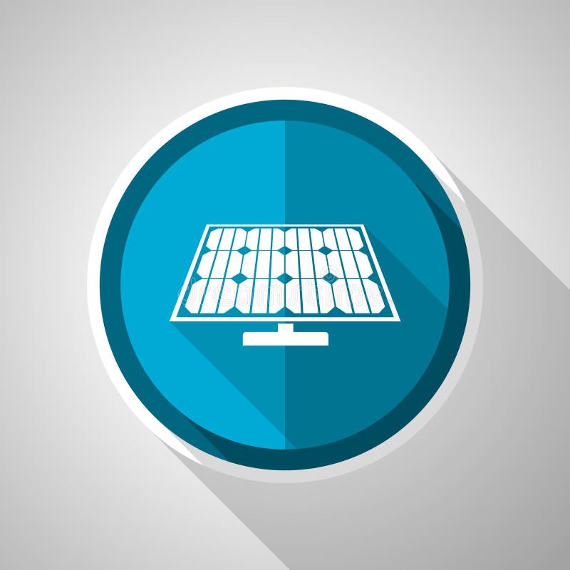 Solar Panel, Clean Energy, Power Symbol, Flat Design Vector Blue Icon ...