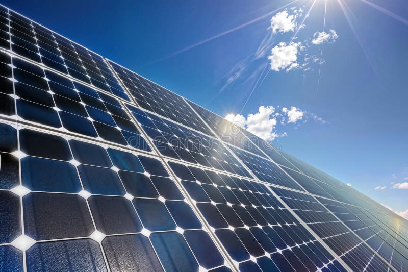 Solar Panel Close-Up: Blue Sky, Generative Ai Stock Illustration ...