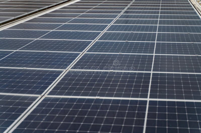 Solar Panel Close Up on Roof of the Factory. Stock Image - Image of ...