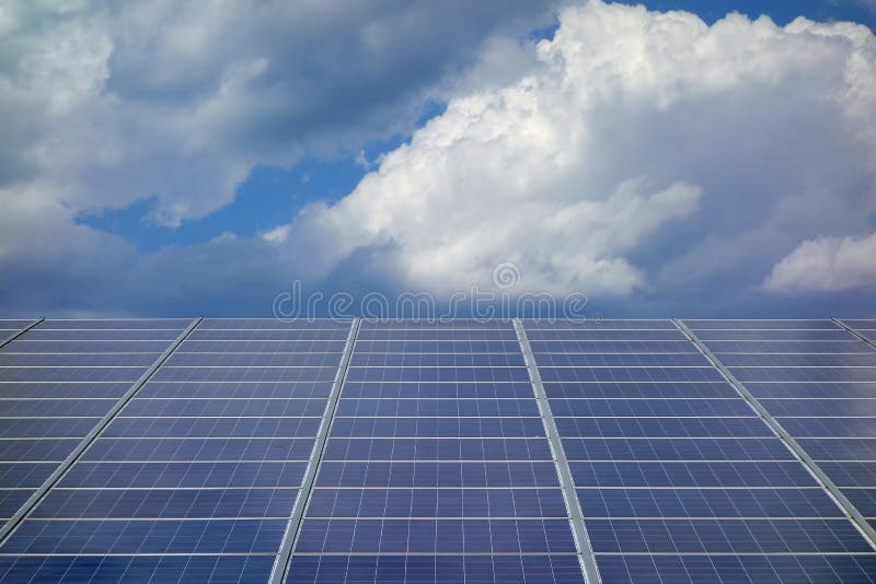 Solar Panel Cloudy Sky stock image. Image of cloudy, energy - 55870585