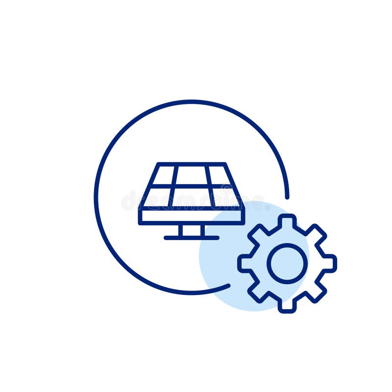 Solar Panel, Cogwheel and Circle. Renewable Energy Engineering, Green ...