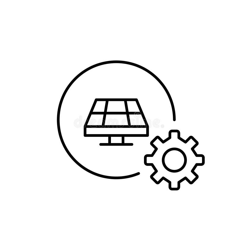 Solar Panel, Cogwheel and Circle. Renewable Energy Engineering, Green ...