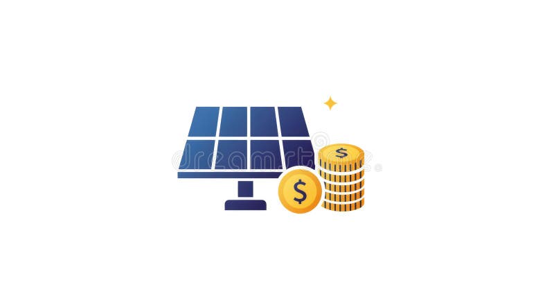Solar Panel with Coin Stack Symbolizing Renewable Energy Savings Stock ...